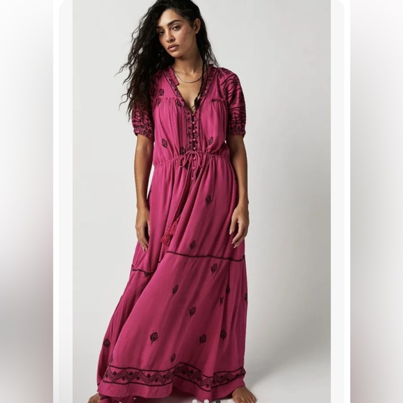 Free People | Dresses | Free People Riley Embroidered Maxi Dress | Poshmark